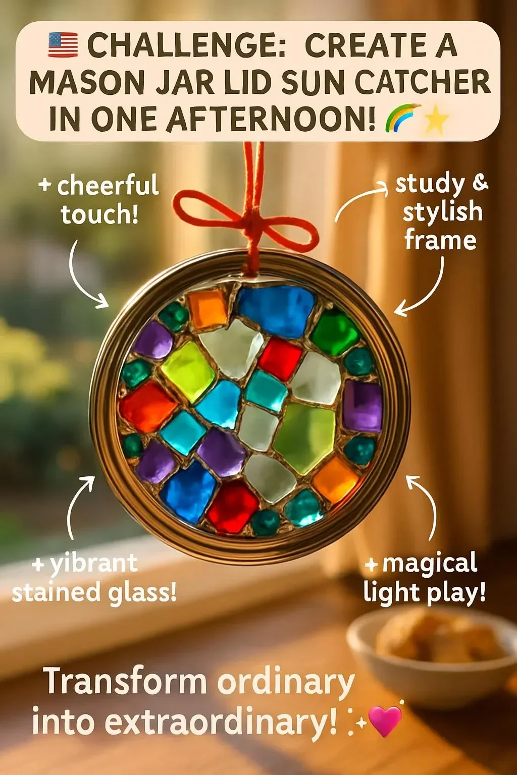 Challenge: Create a Mason Jar Lid Sun Catcher in One Afternoon!