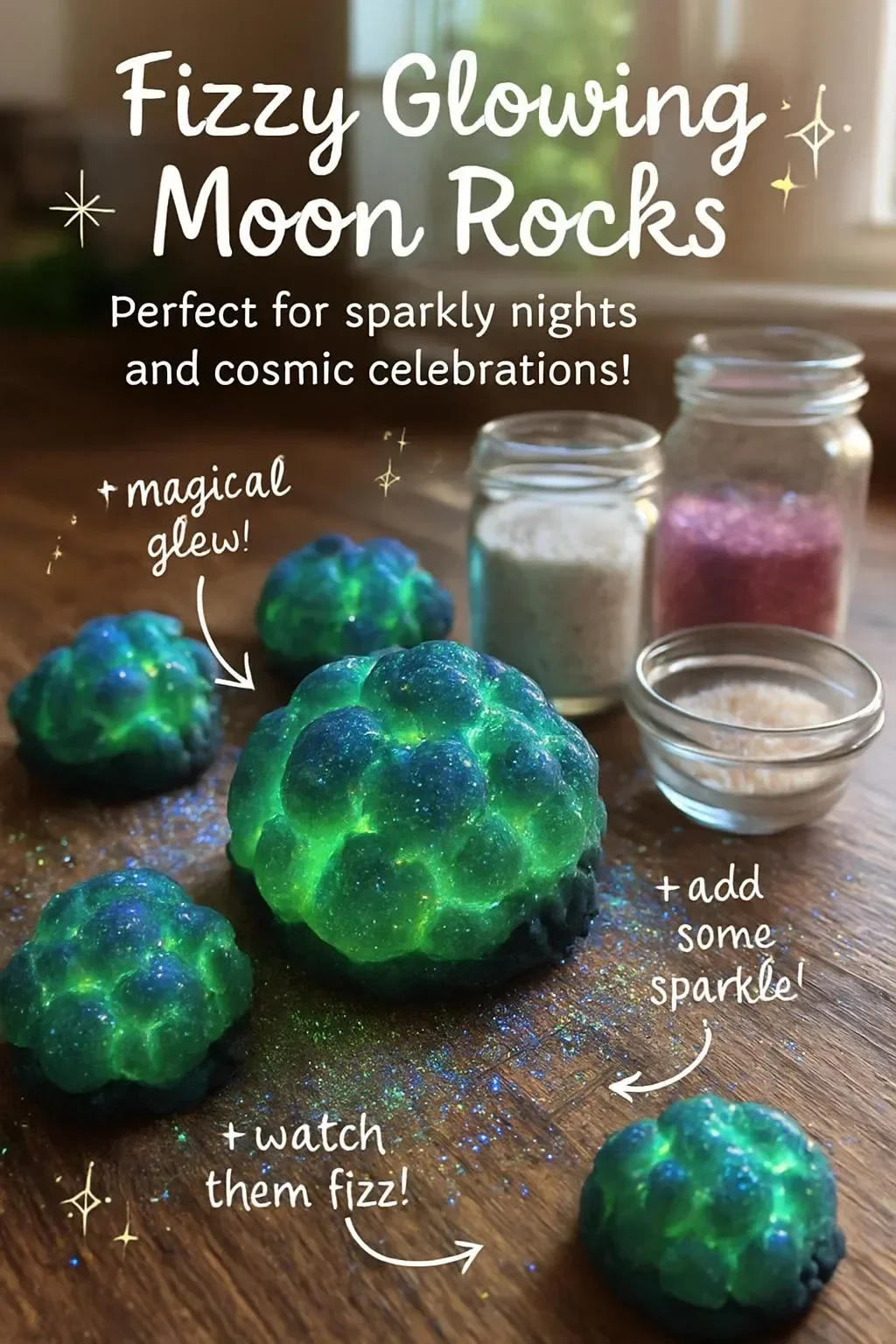 Fizzy Glowing Moon Rocks