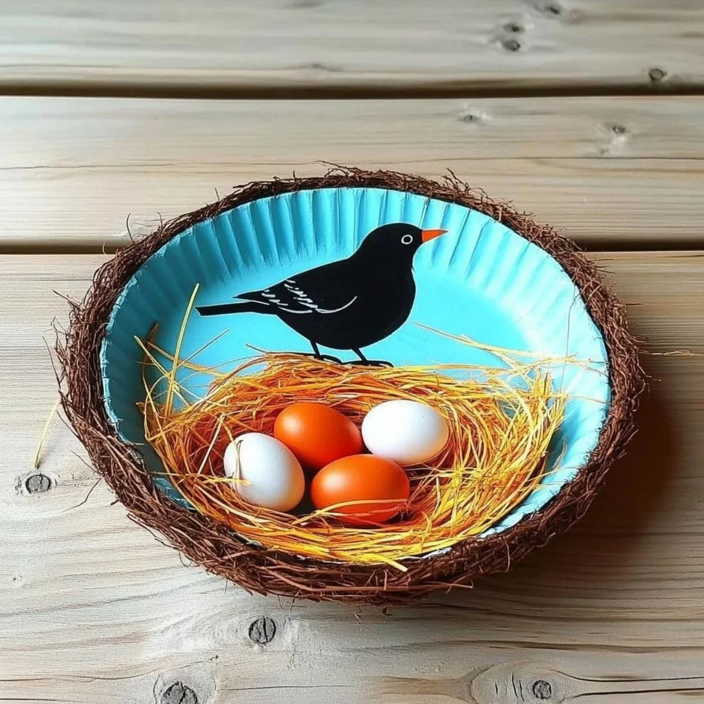 Paper Plate Bird Nest Craft