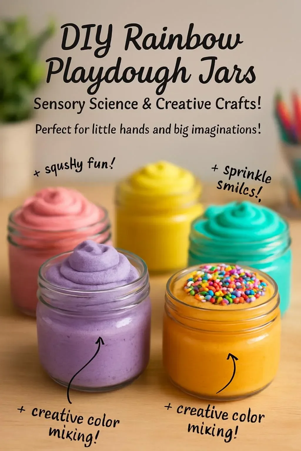 DIY Rainbow Playdough Jars