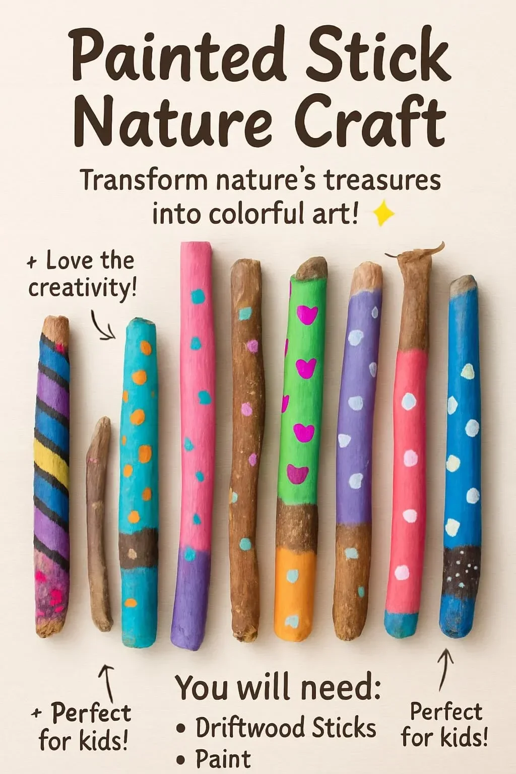 "Painted Stick Nature Craft"