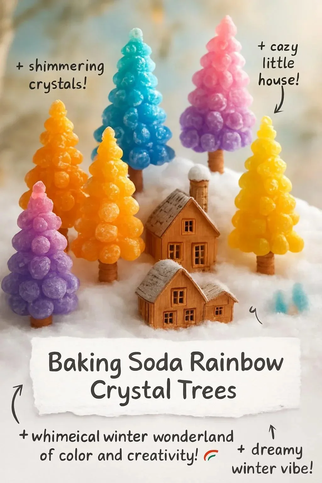 Baking Soda Rainbow Crystal Trees