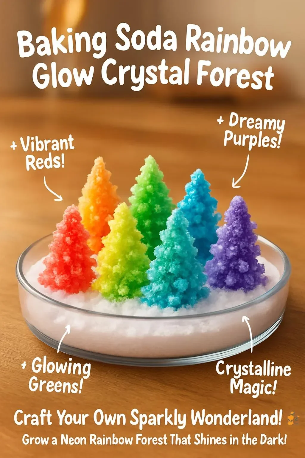 Baking Soda Rainbow Glow Crystal Forest