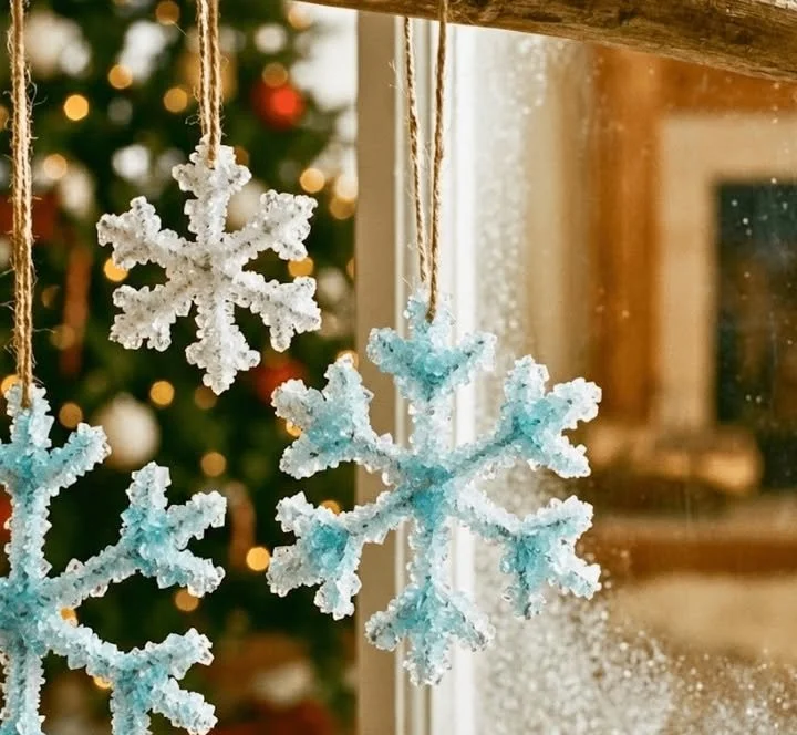 DIY Crystal Snowflakes