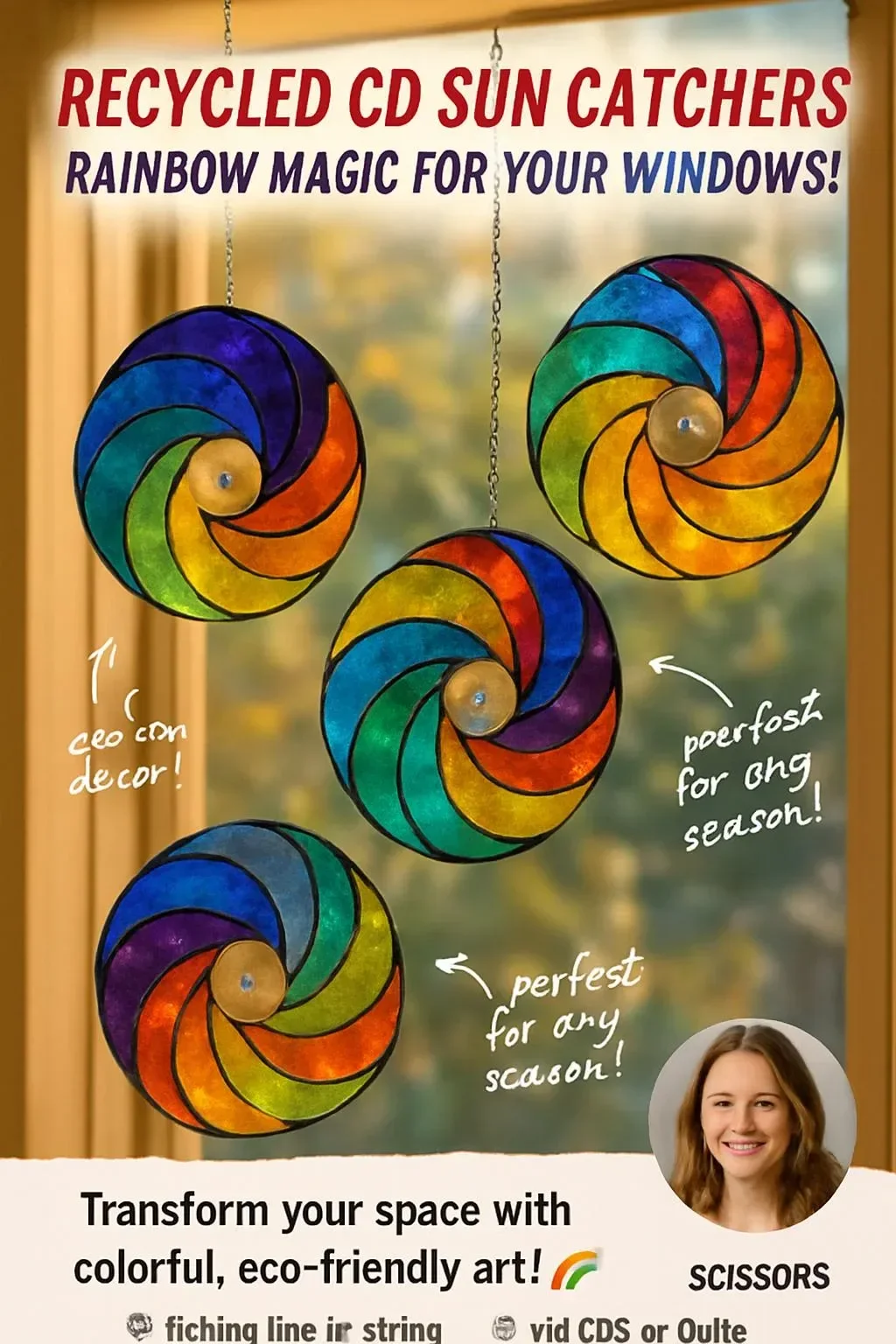 Recycled CD Sun Catchers – Rainbow Magic for Your Windows!