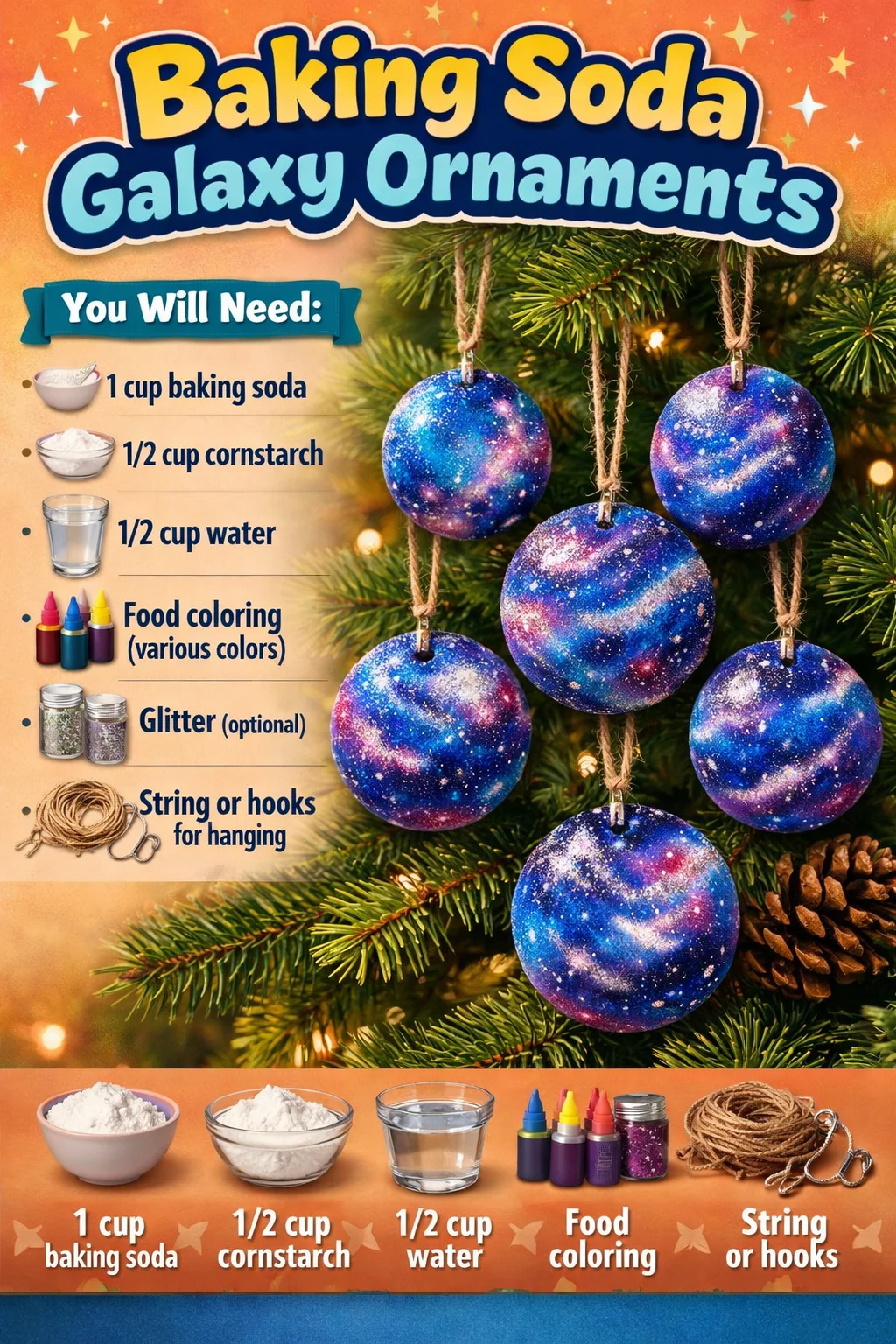 Baking Soda Galaxy Ornaments