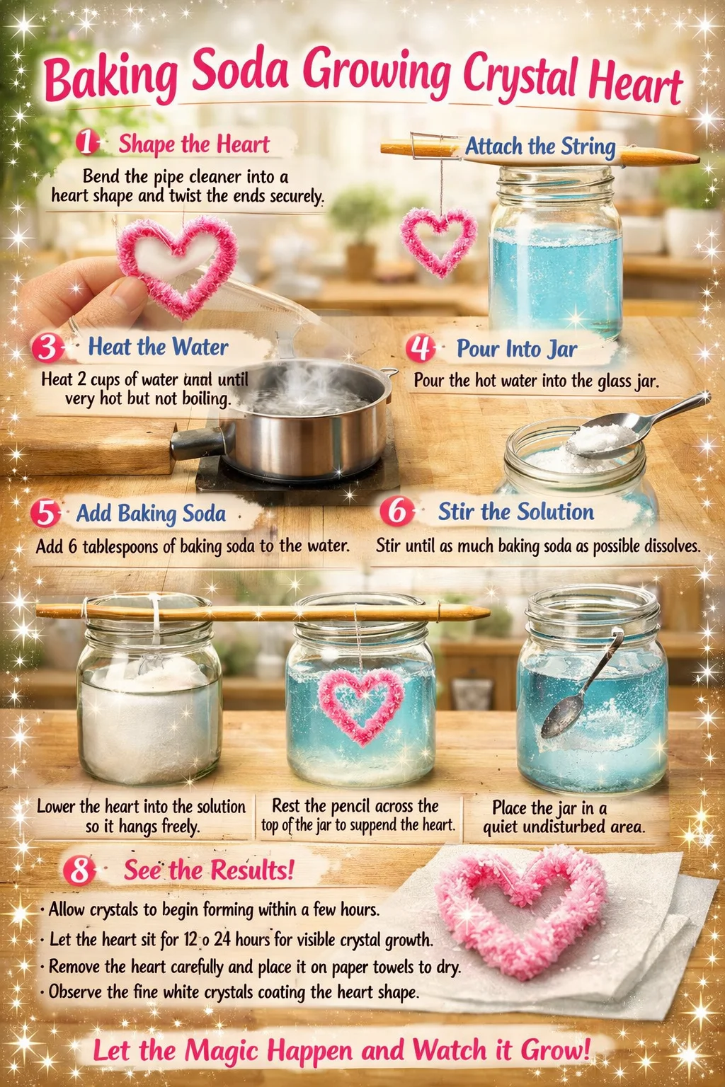 Baking Soda Growing Crystal Heart