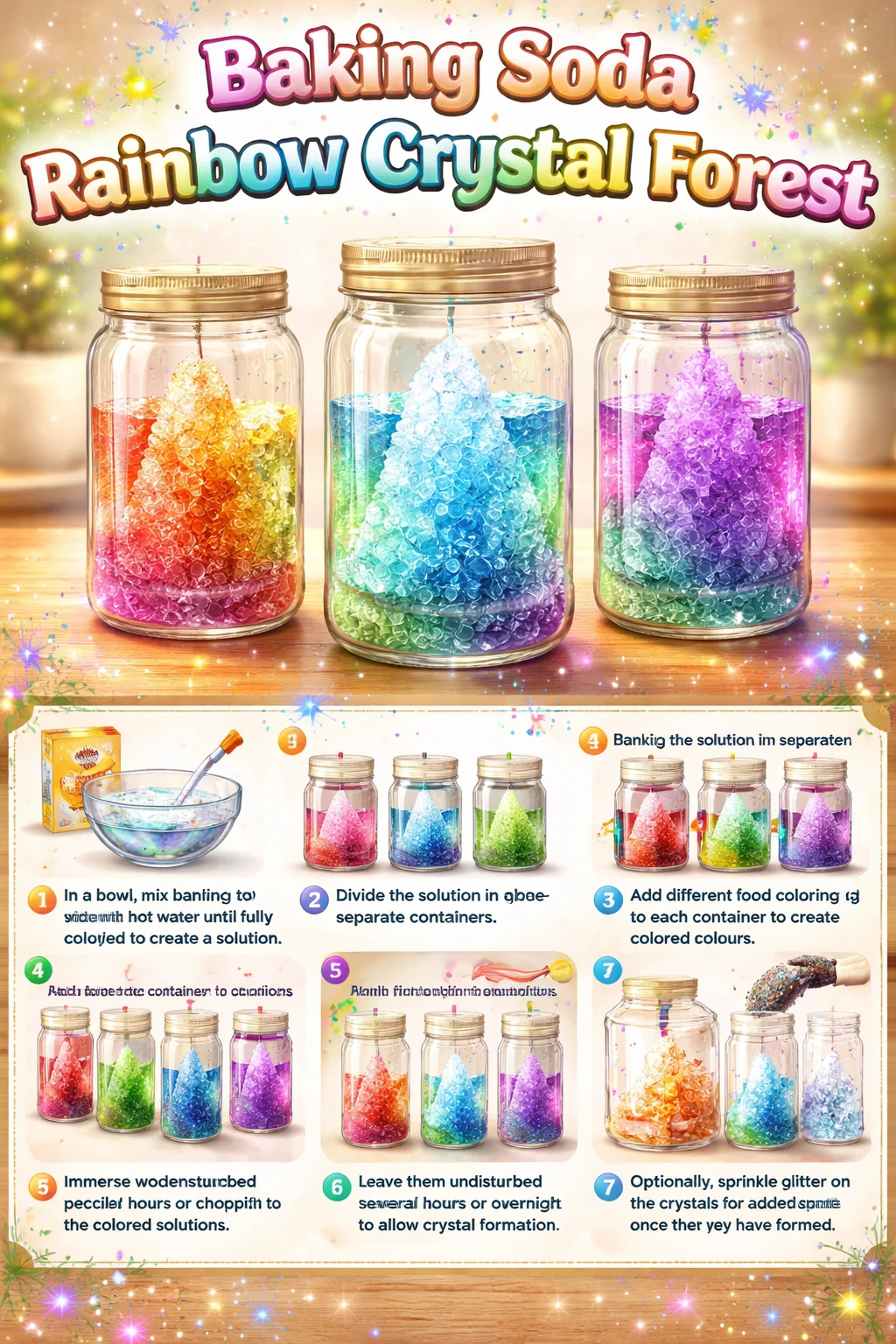 Baking Soda Rainbow Crystal Forest