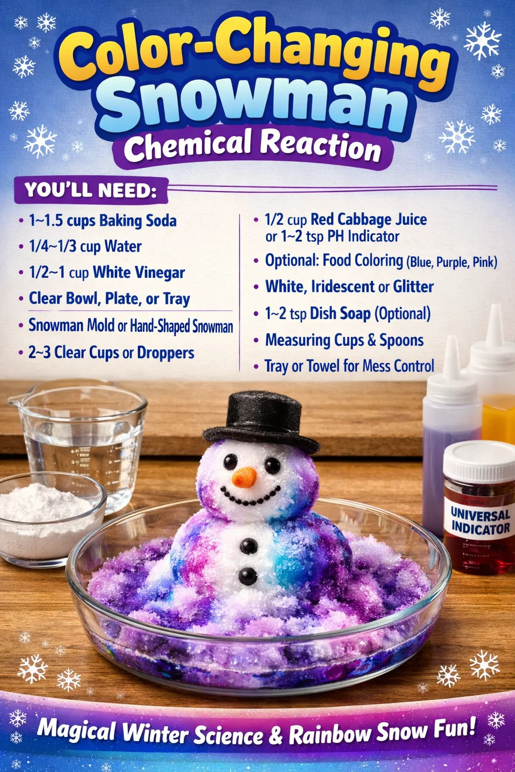 Color-Changing Snowman Chemical Reaction