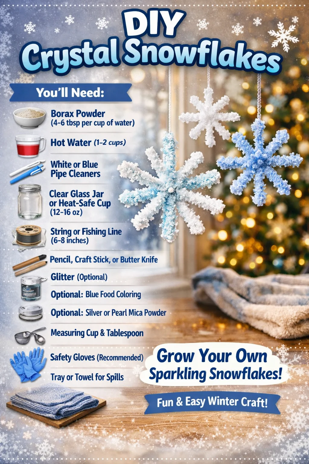 DIY Crystal Snowflakes