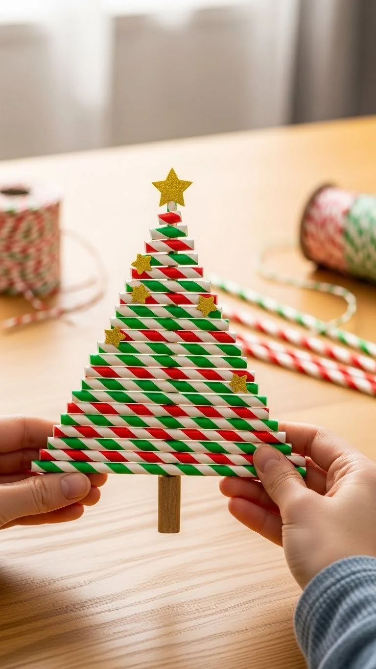DIY Straw Christmas Tree Ornaments