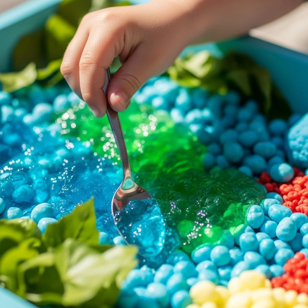 Edible Ocean Sensory Bin Treasure Hunt