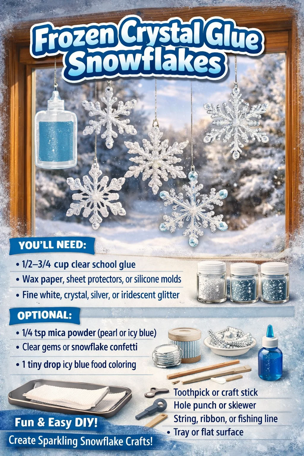 Frozen Crystal Glue Snowflakes