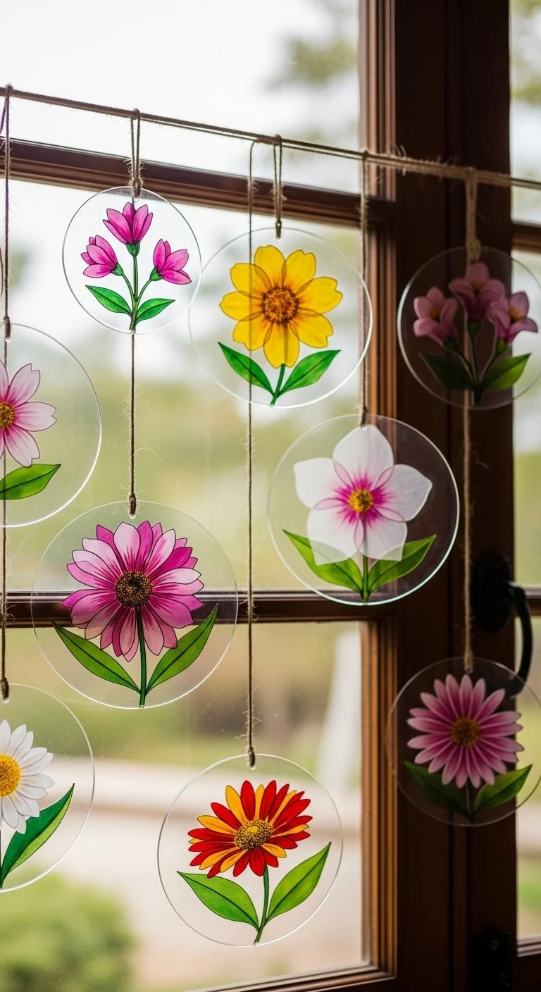Glue Flower Window Art