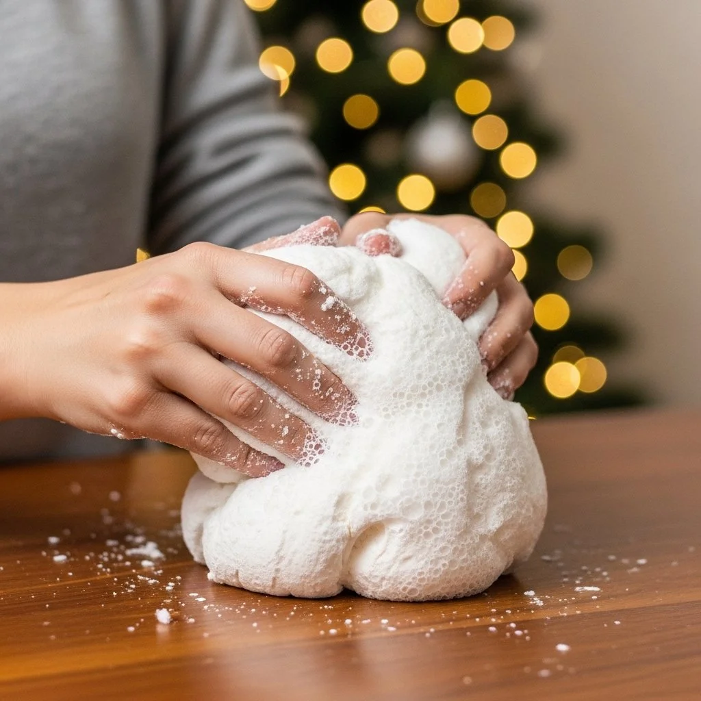 Make Your Own Bubble Snow Dough at Home