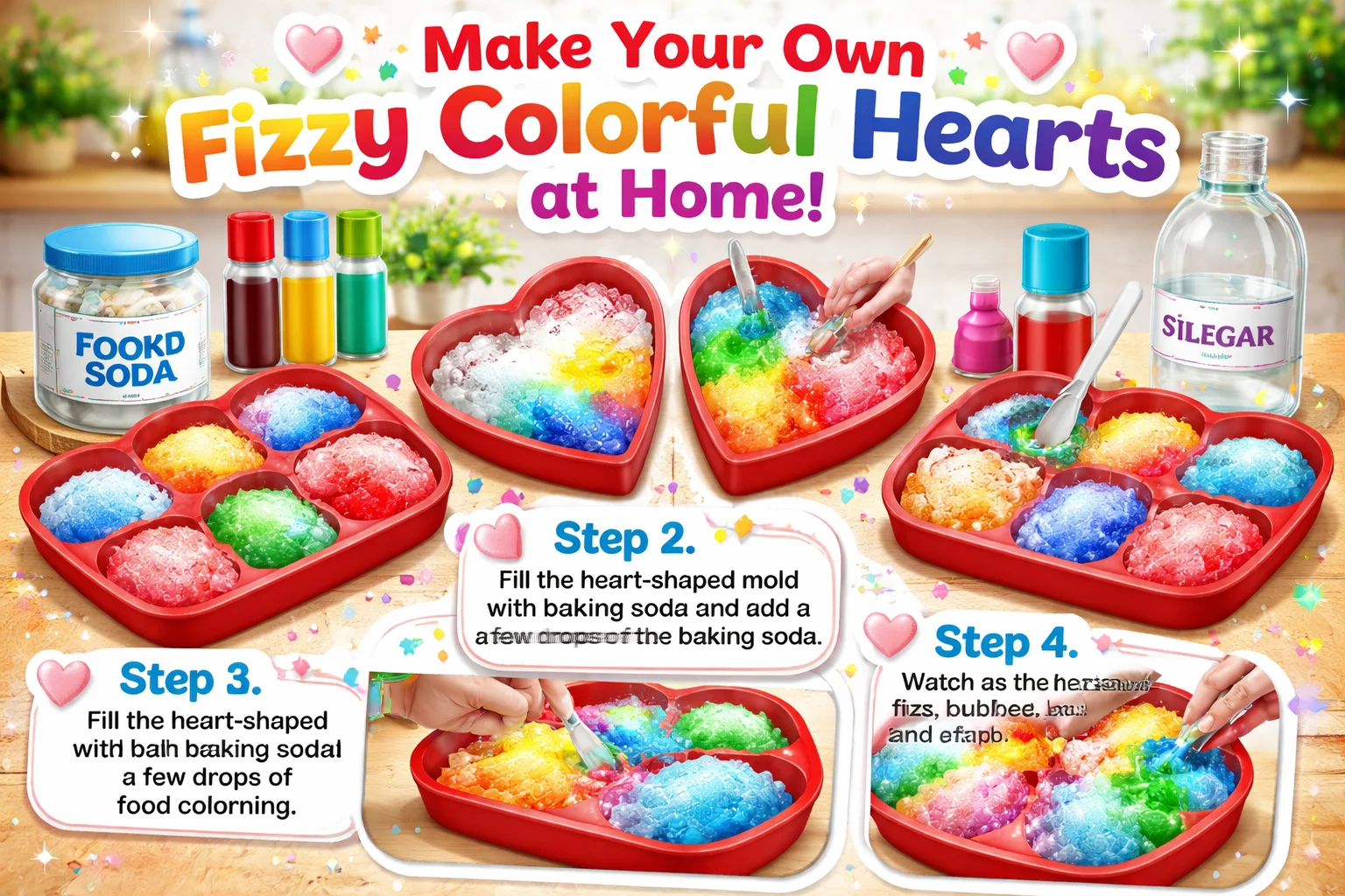Make Your Own Fizzy Colorful Hearts at Home