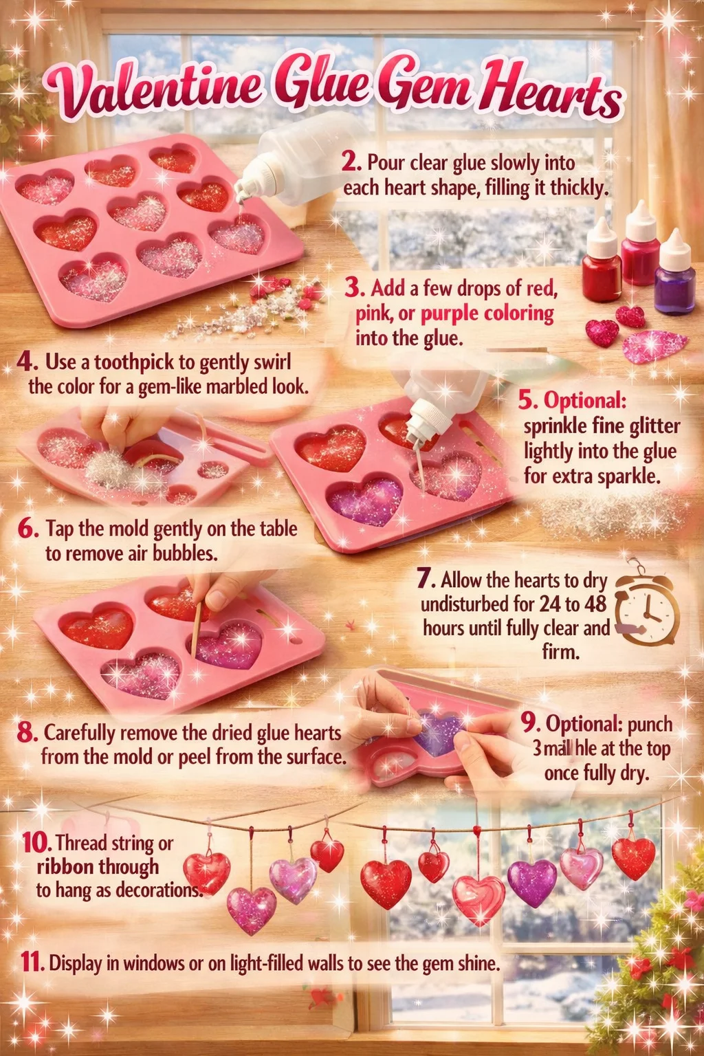 Valentine Glue Gem Hearts