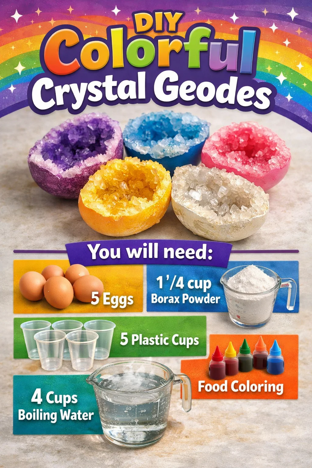 DIY Colorful Crystal Geodes