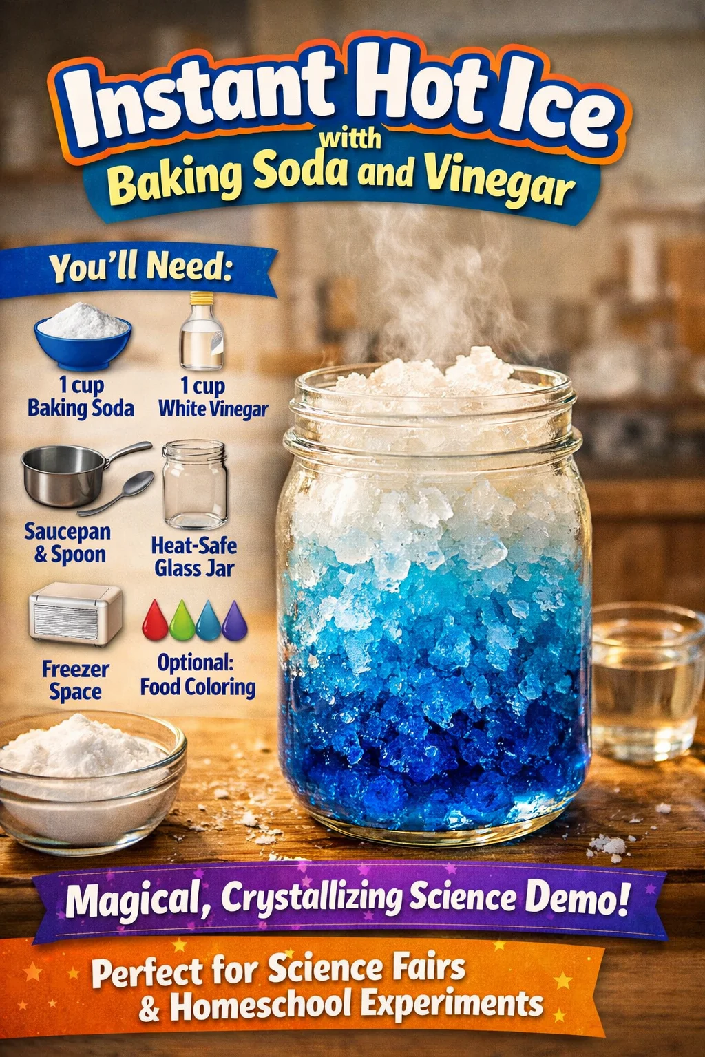 Instant Hot Ice with Baking Soda and Vinegar