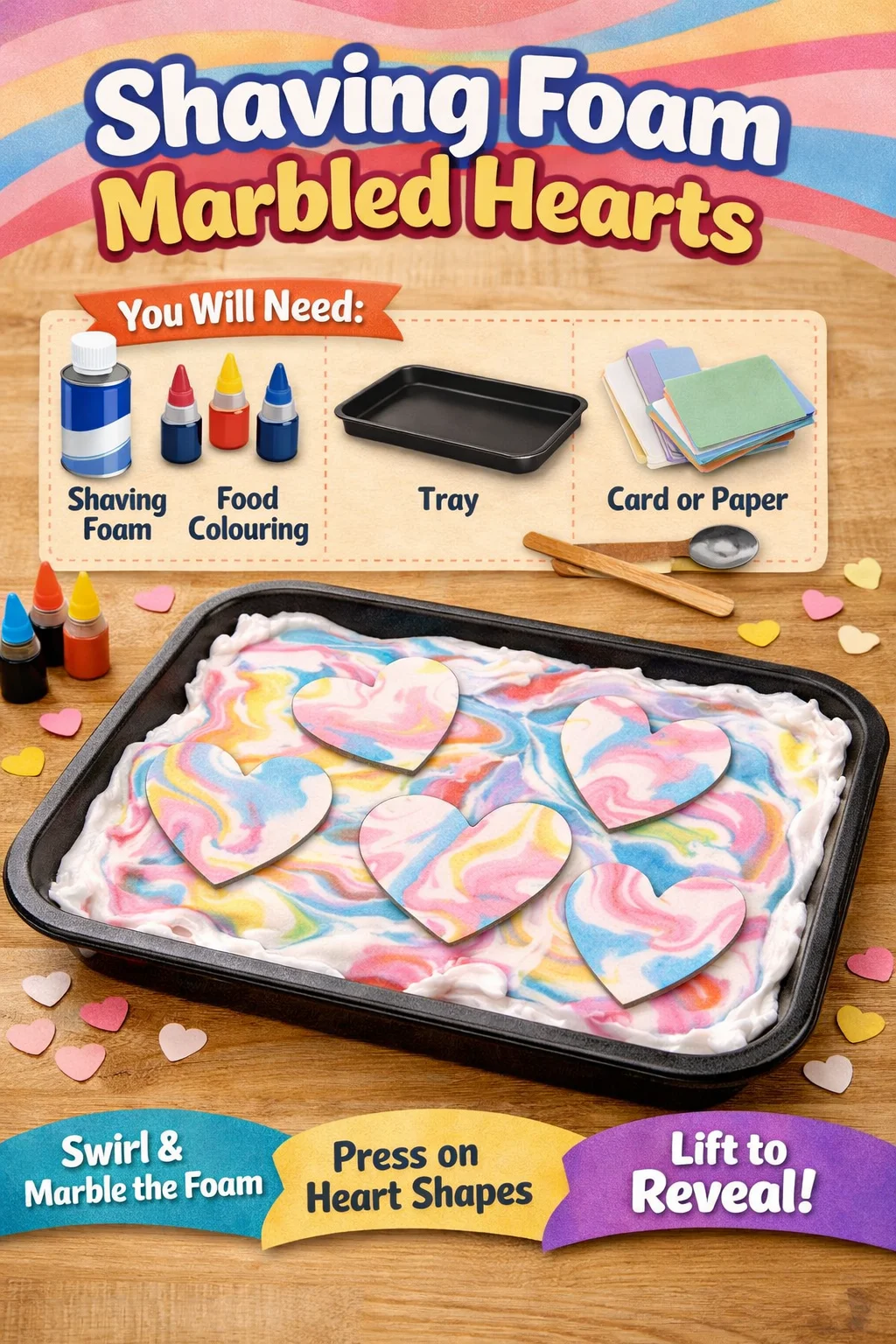 Shaving Foam Marbled Hearts