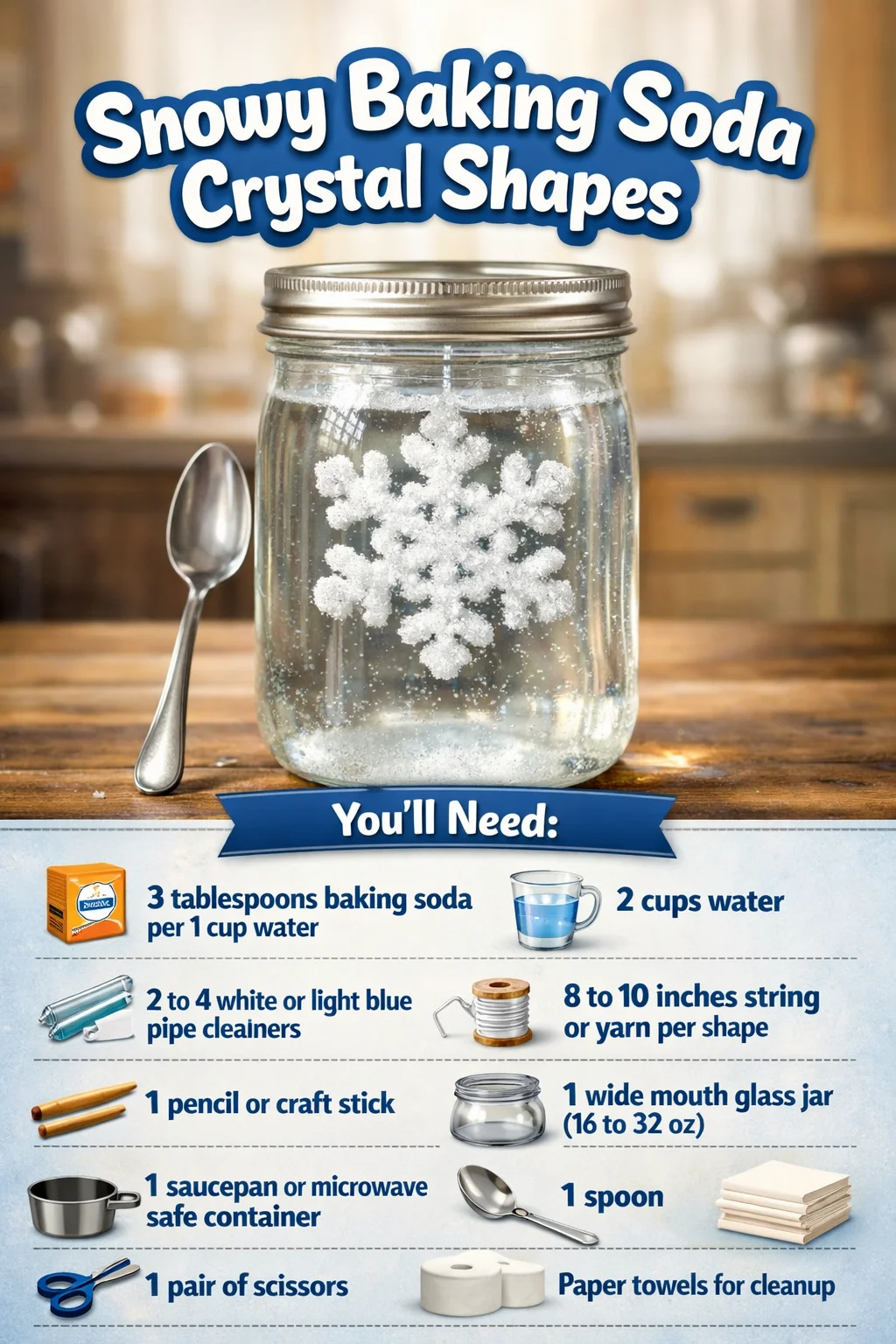Snowy Baking Soda Crystal Shapes
