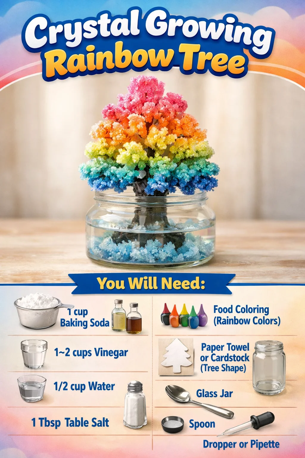 Crystal Growing Rainbow Tree