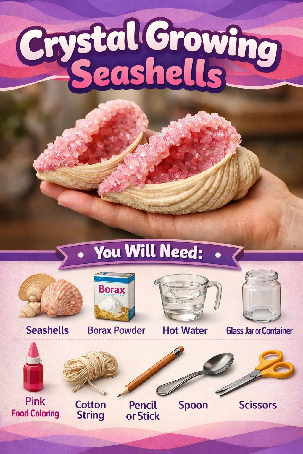 Crystal Growing Seashells