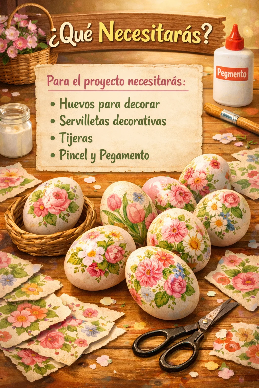 Decorative Eggs with Floral Decoupage