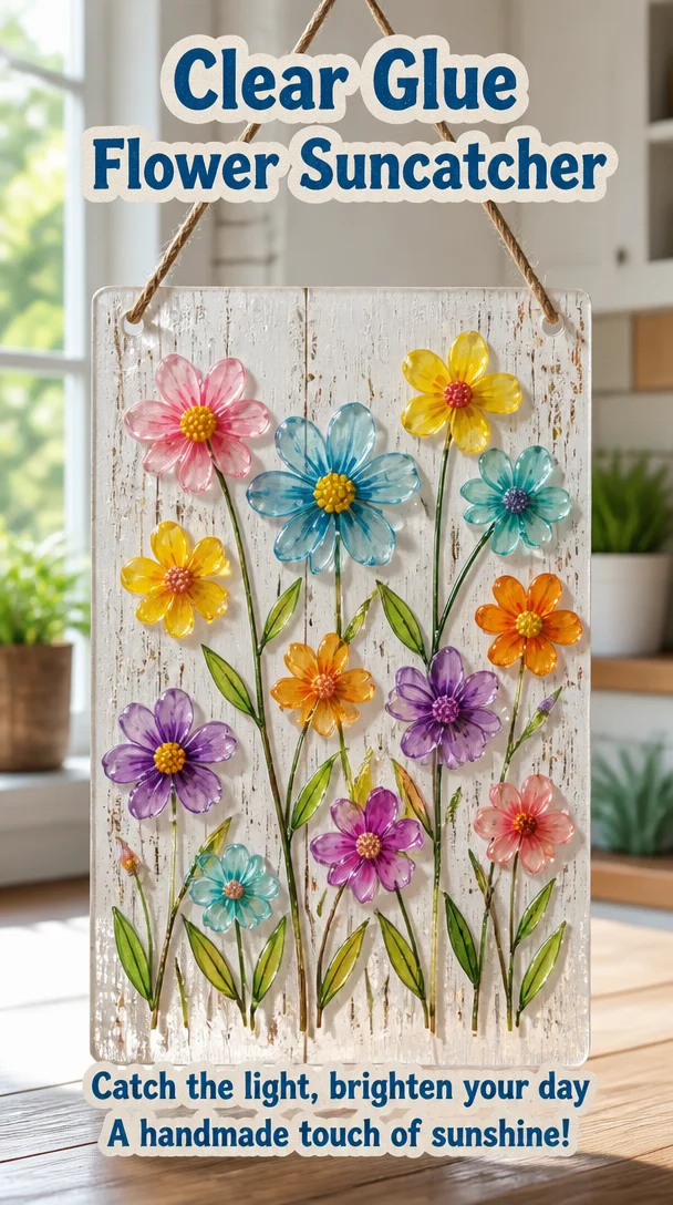 Clear Glue Flower Suncatcher