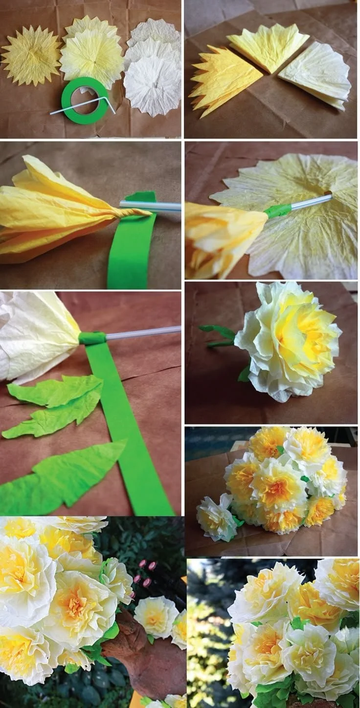 Craft Ideas with Paper | Flowers from Crepe Paper, Making Tealights ...