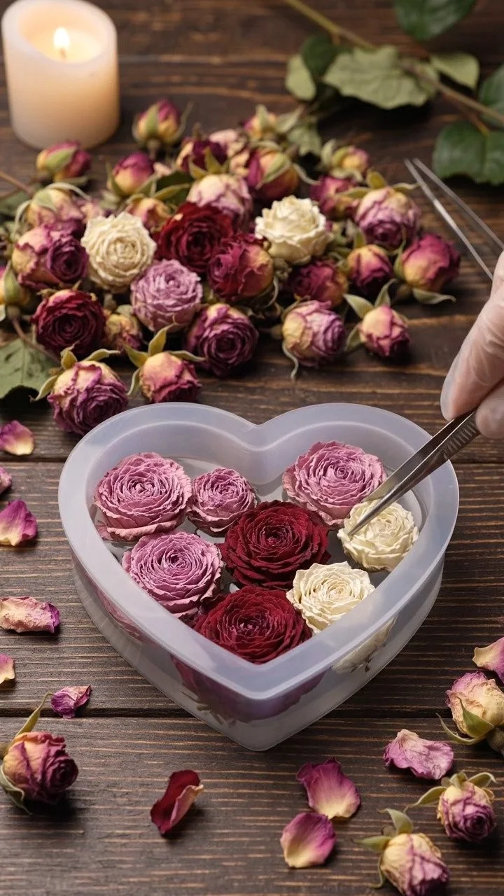 DIY floral resin heart keepsake preserves delicate flowers inside a ...