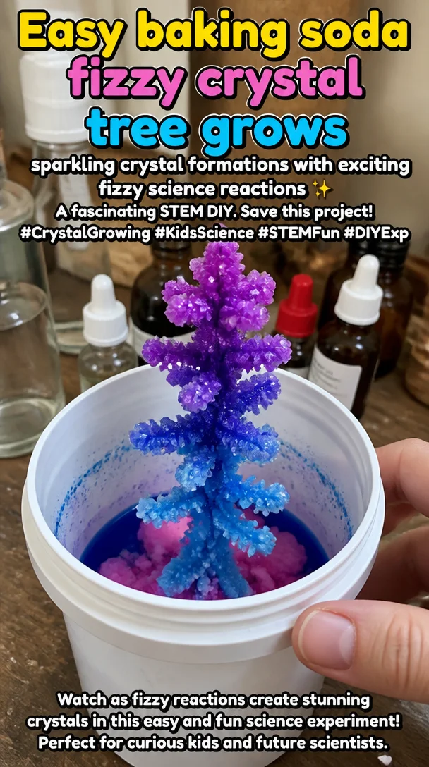 Easy baking soda fizzy crystal tree grows sparkling crystal formations ...