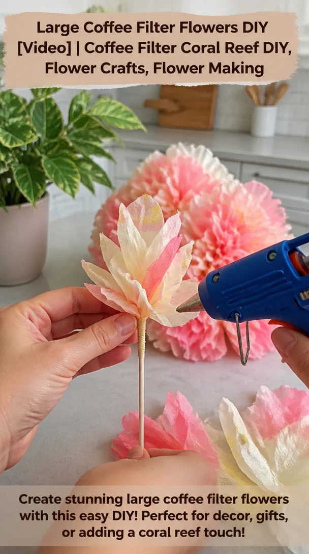Large Coffee Filter Flowers DIY [Video] | Coffee Filter Coral Reef DIY ...